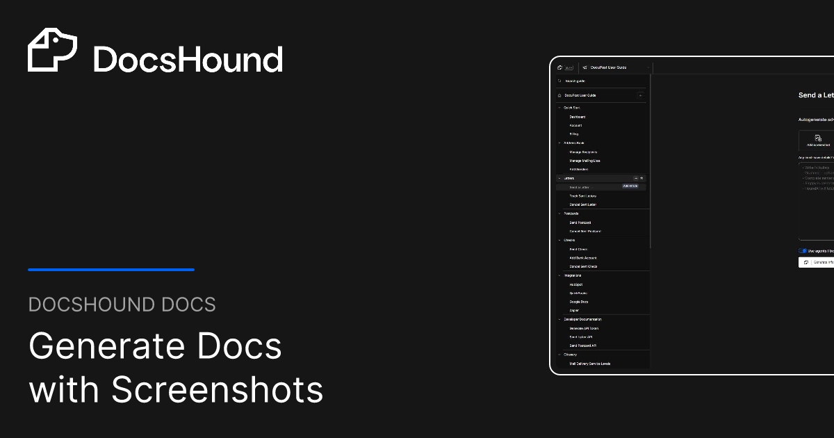 Generate Docs with Screenshots | DocsHound Docs