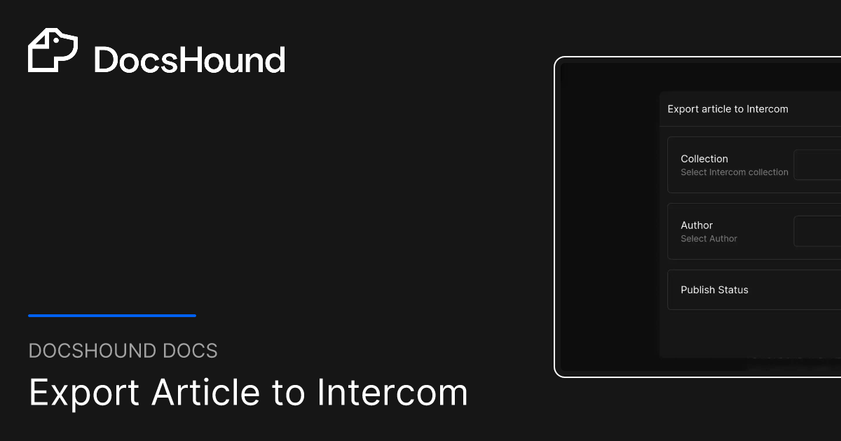 Export Article to Intercom | DocsHound Docs